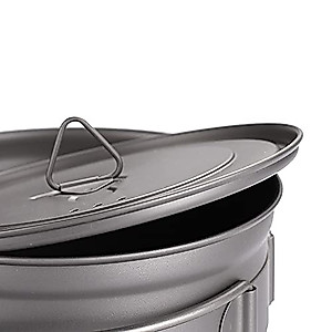 TWDYC Outdoor Camping Titanium Cup 1100ml Ultralight Titanium Pot with Cover and Folded Handle