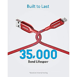 Anker Powerline+ III Lightning to USB A Cable, (6ft MFi Certified), USB Charging/Sync Lightning Cord Compatible with iPhone 11/Xs/XR/X/8/AirPods, iPad and More (Red)