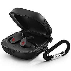 AIRSPO Beats Fit Pro Case Cover,Military Hard Shell Case for Apple Beats Fit Pro 2021 Shockproof Protective Beats Fit Pro Earbuds Case with Keychain (Black)
