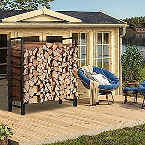 TMEE 4ft Firewood Rack Outdoor Heavy Duty Log Rack Firewood Storage Rack Holder Steel Tubular Easy Assemble Fire Wood Rack for Patio Kindling Logs Storage Steel Tubular Wood Pile Rack Tool Black (4ft)