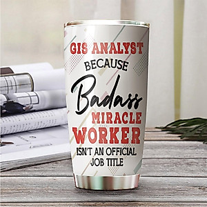 MEDROC Miracle Worker Nutrition Facts GIS Analyst Tumbler Stainless Steel 20oz, Funny Gifts Bulks For Office Women Men Work Friend Coworker, Driking Coffee Cup For Birthday Christmas