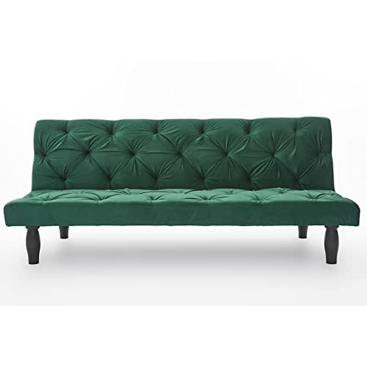 ERYE Green 3-in-1 Upholstered Futon Loveseat Convertible Sleeper Bed,2-Seaters Sofa & Couch Soft Cushions Love Seat Daybed for Small Space Living Room Napping Velvet Armless NO Pillows