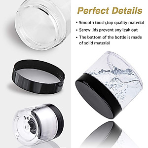 2oz Plastic Jars Round Cosmetic Containers with Lids | 20 Gram Clear Small Sample Containers (Set of 48) for Cream, Body Butter, Eye Shadow, Rhinestone, Lip Scrub, Travel - Labels & Spatulas