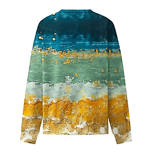 Ceboyel Womens Crew Neck Sweatshirt 2023 Striped Color Block Blouese Shirts Long Sleeve Pullover Tops Fall Fashion Clothes Trendy Hoodies for Teens 2023 Yellow Xl