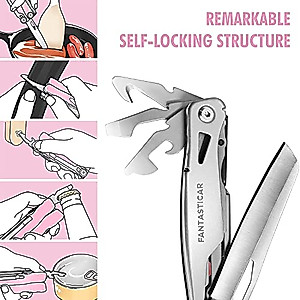 FantastiCAR Pink Utility knife Box cutter with Extra Blades and Multifunctional Pliers Set, Stainless Steel Body and Gift Packaging Box