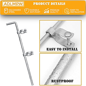 1-3/8" × 32" Gate Drop Rod, Galvanized Steel Gate Cane Bolt for Chain Link Fence, with 2pcs 1-3/8" Female gate Frame Hinge.