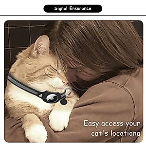 AirTag Cat Collar, Adjustable Reflective GPS Cat Collar, Integrated Apple Airtag Kitten Collar, with Air Tag Holder and Bell for Kitten Cat Puppy (Black)