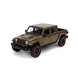 Just Trucks 1:24 2020 Jeep Gladiator Die-cast Car Brown with Tire Rack, Toys for Kids and Adults