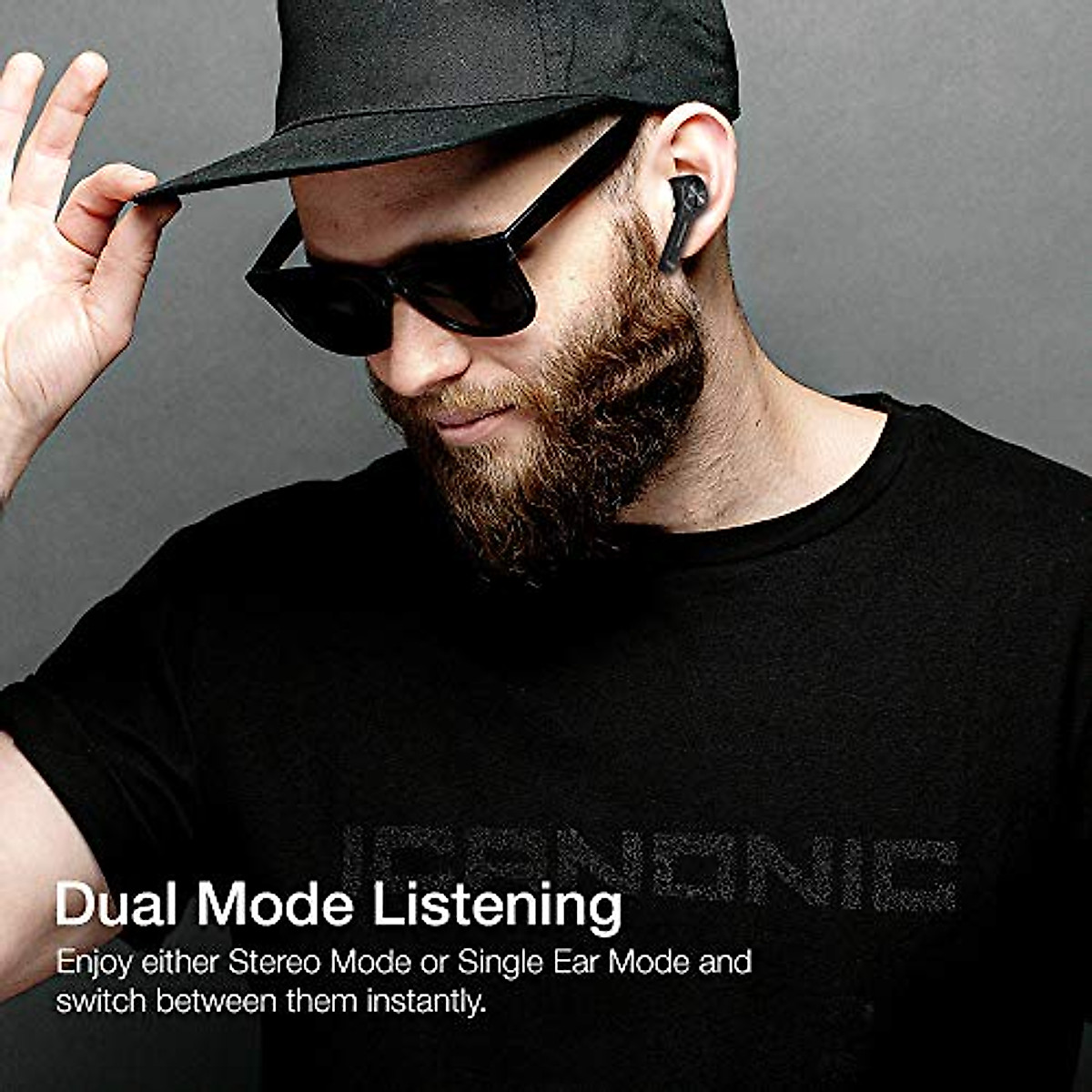 iCanonic Wireless Earbuds with Bluetooth 5.0 in-Ear Headphones and Charging Case, HD Sound/Quick-Pairing Stereo Calls/Built-in Microphones/IPX5 Sweatproof/Acoustic Bass for Sports - Black (ZT000030)