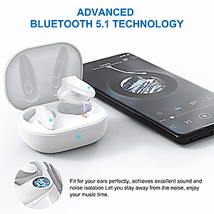 Wireless Earbuds Bluetooth Headphone for iPhone 14 Pro Max 13 12 11 XR, Bluetooth 5.1 Touch Control Lightweight Stereo Headphones Built-in Mic USB C Earphone for Sumsung Galaxy S23 S22 S21 iPad White