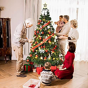 Safeplus 6FT Christmas Tree Artificial Christmas Tree Fake Fluffy Xmas Trees Holiday Decoration with Metal Foldable Stand (6FT)