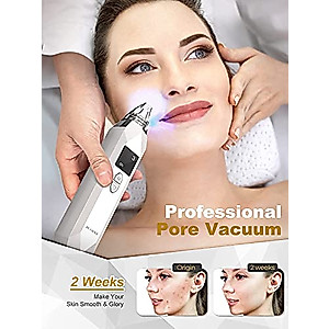 Blackhead Remover Pore Vacuum EUHOME Electric Rechargeable Blackhead Whitehead Acne Comedone Pimple Extractor Facial Pore Cleaner Blackhead Removal Kit 5 Suction Probes Face Cleaning Tools