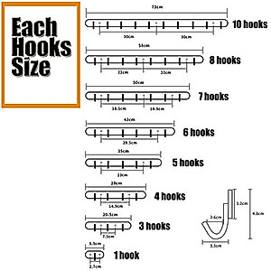 Hook Rack Aluminium Round Robe Coat Hat Wall Mounted Coat Rack Coat Hooks Kitchen Apron Pot Pan Rack Bathroom Towel Rail Stainless Steel Hook Rack for Clothes Hanger Hooks (4 Hooks)