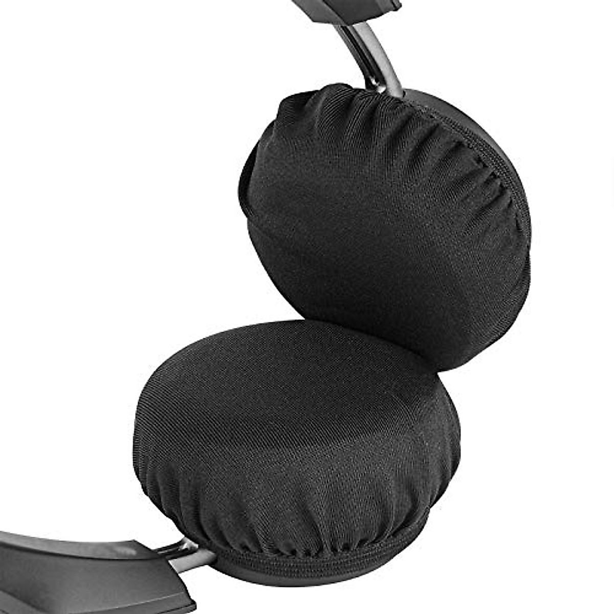 Geekria 2 Pairs Flex Fabric Headphones Ear Covers, Washable & Stretchable Sanitary Earcup Protectors for On-Ear Headset Ear Pads, Sweat Cover for Warm & Comfort (S/Black)