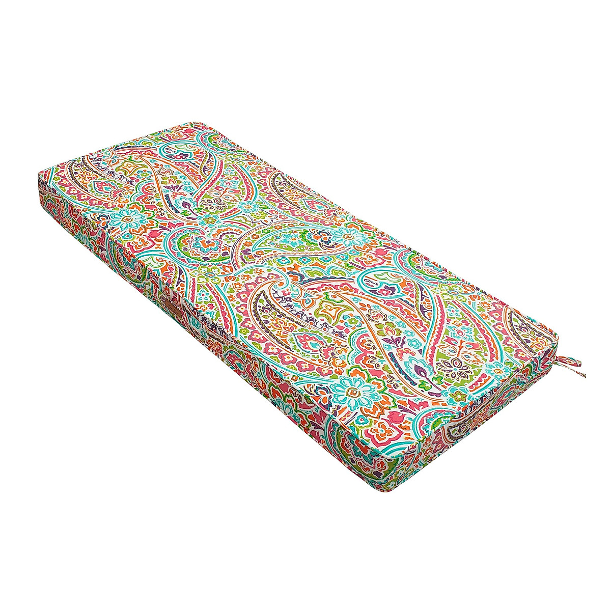 FUNHOME Outdoor Bench Cushion Water-Repellent, 48 x 18 Inch Bench Cushions for Outdoor Furniture, Settee Cushions with Handle and Straps, Patio Couch Cushion 1 Pack, Melora Paisley