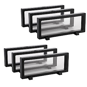 Dicunoy 6 PCS 3D Floating Display Case, Coins Display Stand Holder for Jewelry, Large Suspension Money Frame Box for Dollar Bill, Medallions, Fossils, Rocks, Stamps, 9" x 3.54" x 0.75"