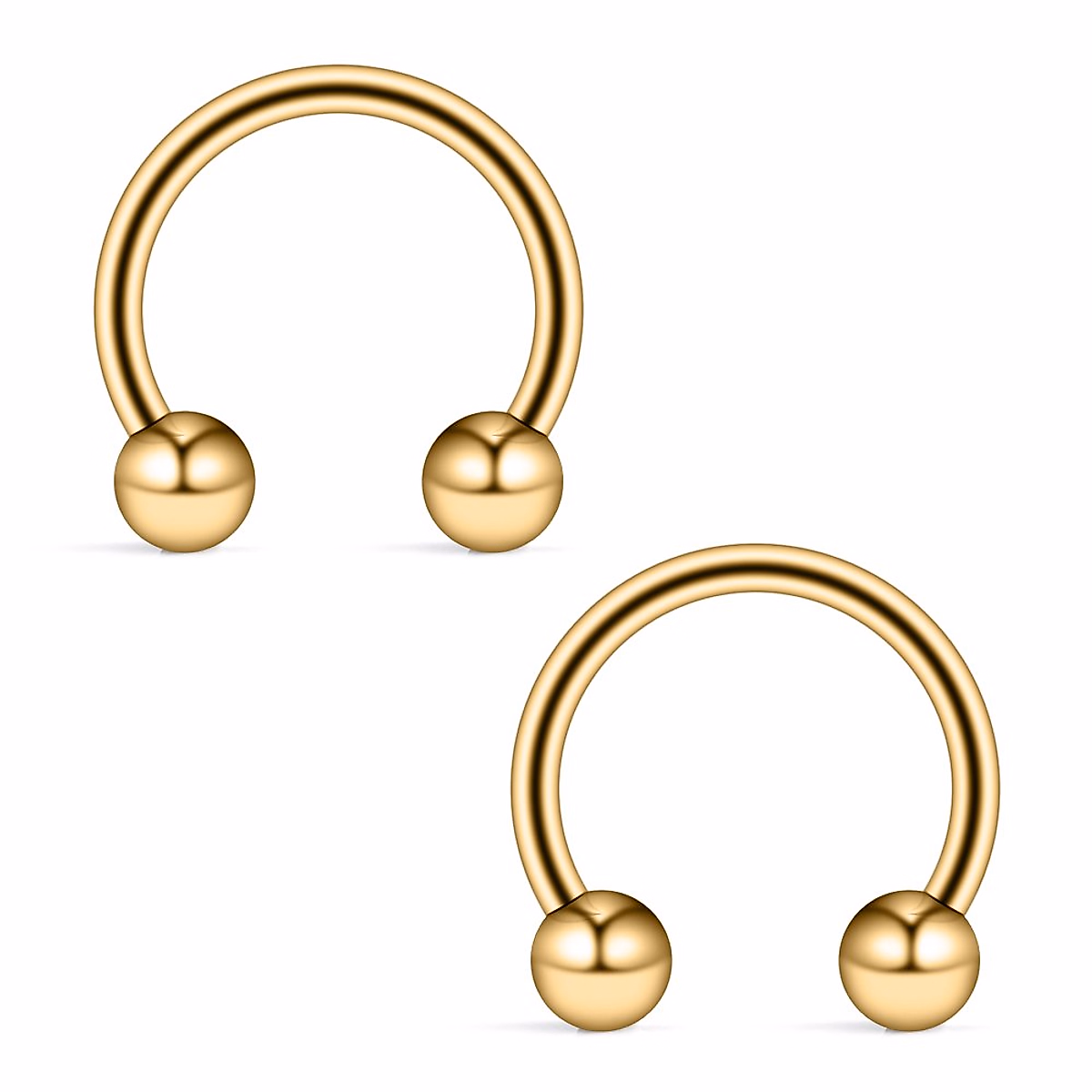 Ruifan 4prs(8pcs) 20G 16G 14G 12G Surgical Steel Nose Septum Horseshoe Earring Eyebrow Tongue Lip Nipple Helix Tragus Piercing Rings 8mm,10mm,12mm,14mm - Gold