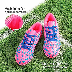 DREAM PAIRS Boys Girls Turf Indoor Soccer Shoes Lace Up Cleats for Little/Big Kid,Size 12 Little Kid,Fuchsia,SDSO223K