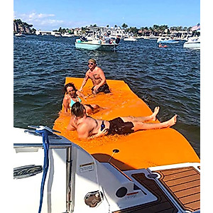 SOWKT 18 x 6 Feet Lily Pad Extra Large Floating Mat for Lake and Boating - Giant Floating Water Pad (Orange/Black/Green)