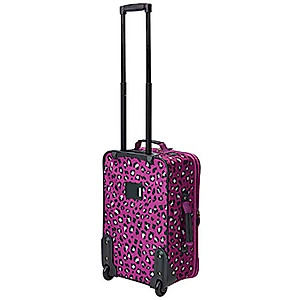 Rockland Fashion Softside Upright Luggage Set, Expandable,Telescopic Handle,Wheel, Purple Leopard, 2-Piece (14/19)