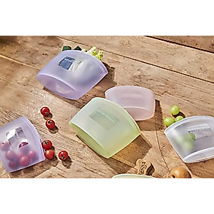 SiliPot Silicone Zipper Bag - Patented 3-Layered Zipper & 100% Platinum Silicone | Standing & Reusable Food Storage Container | Premium Kitchen Utensils (LIME 3P)