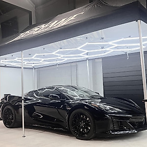 Hexagon LED Garage Light Fixture - 6000K 88W 2 Grid Hexagon Light Set for Garage, Detail Shop, Commercial Store, Office, etc. 7,920 Lumens 110V 5.35' X 3.25' FT (2 Hexagon (5.35' x 3.25'))