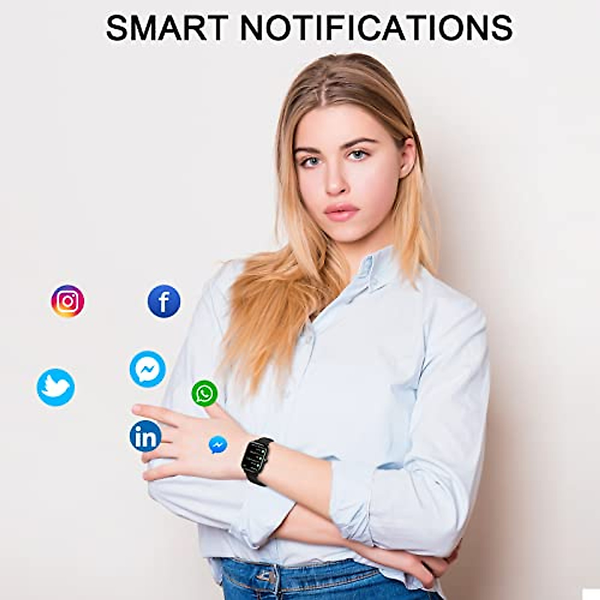 KAKTIN Smart Watch for Men Women，Smartwatch with Bluetooth Call(Answer/Make Call)， 1.85" Touch Screen Fitness Watch Tracker with IP68 Waterproof, 100+Sports Compatible with Android iPhone iOS (Black)