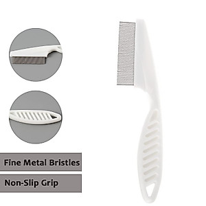 1 Piece Metal Hair Nit Comb With Long Handle Remove Head Nits Fine Metal Tooth Nit Comb For Adults Kids And Pets (White)