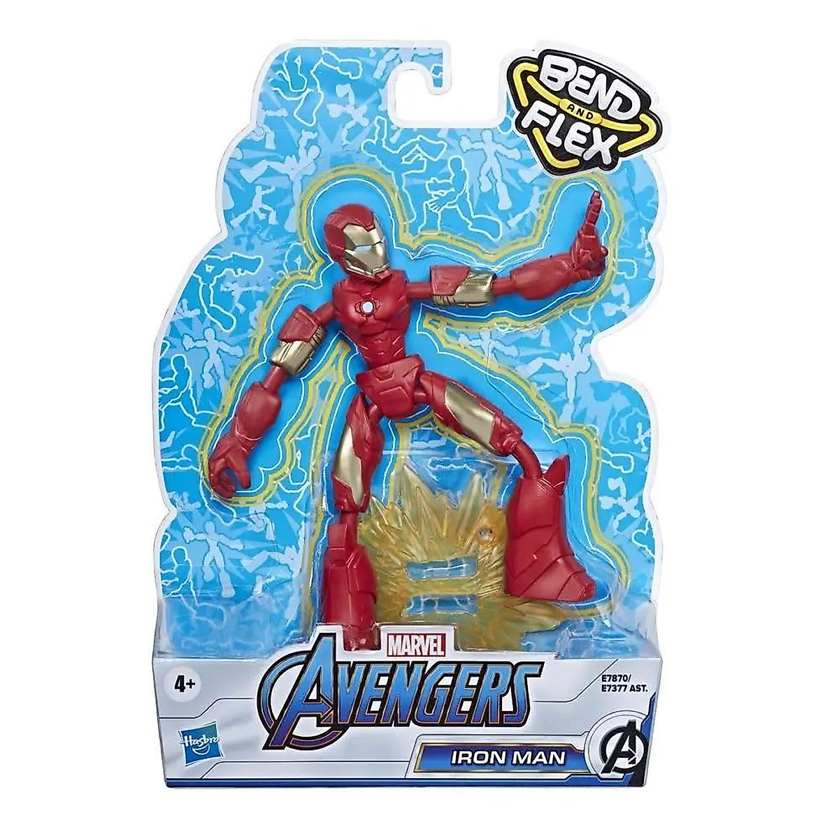 Marvel Avengers E7870 Beyblade Bend and Flex Action, 6-Inch Flexible Iron Man Figure, Includes Accessory, Ages 4 and Up, Multicoloured
