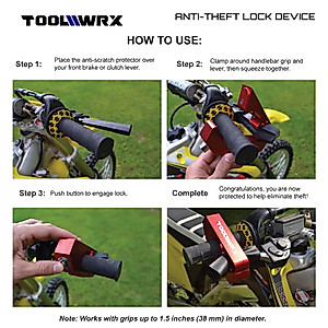 Motorcycle Handlebar Lock Grip with Lever Protection Sleeve - Heavy Duty Motorcycle Lock Anti Theft Throttle Brake Grip Lock Men, Moped Accessories For ATV, Scooter & Dirtbike Accessory (Red, 2x Keys)