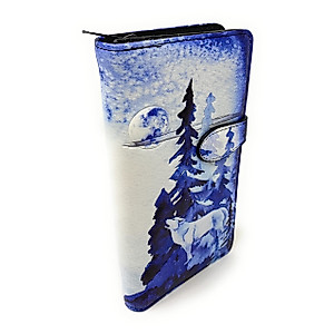 Shag Wear Mystic Wolves Snow Owl Large Stylish Animal Wallet For Women and Teen Girls Vegan Faux Leather 7"