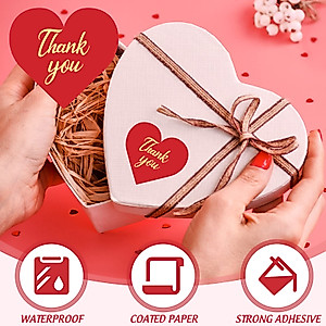 1000 Pieces Heart Thank You Sticker 1.5 inches Valentine's Day Red Pink Label Sticker Adhesive Thank Heart Shaped Sticker Thank Present Tag for Wedding Anniversaries Envelopes Greeting Cards, 2 Rolls