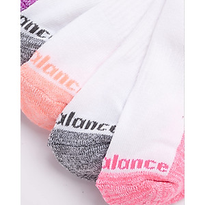 New Balance Girls' Athletic Low Cut Socks with Reinforced Heel and Toe (8 Pack), Size Medium, White Assorted