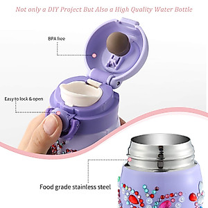 HULASO Gifts for Girls Decorate Your Own Water Bottles with Rhinestone Glitter Gem Stickers - Valentine's Day Gift Girls DIY Arts and Crafts, BPA Free Stainless Steel Vacuum Insulated Mug (17 OZ)