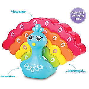 Kidoozie Rainbow Peacock Stacker, Many Ways to Stack, Colorful and Engaging Play, Easy to Grasp, for Ages 12 Months and Up, Multi (G02657)