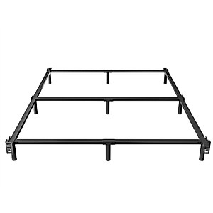 THEOCORATE King Size Bed Frame, 7 Inch Metal Basics Bed Frame, Low Profile Base for Box Spring, 9-Leg Support, Noise-Free, Easy Assembly, Black