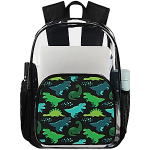 Heavy Duty Clear Backpack Stadium Approved, Caroon Dinosaur PVC Transparent Backpack See Through Large Bookbag for Work School Travel College