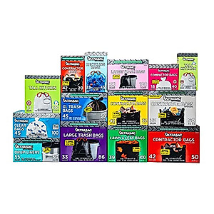 Ultrasac Extra Heavy Duty Contractor Bags - 42 gallons 4 Mil (32 Pack w/Ties) - 33" x 48" Extremely Thick and Tough Professional Trash Bag for Construction, Commerical, Industrial, Yard, Outdoor use