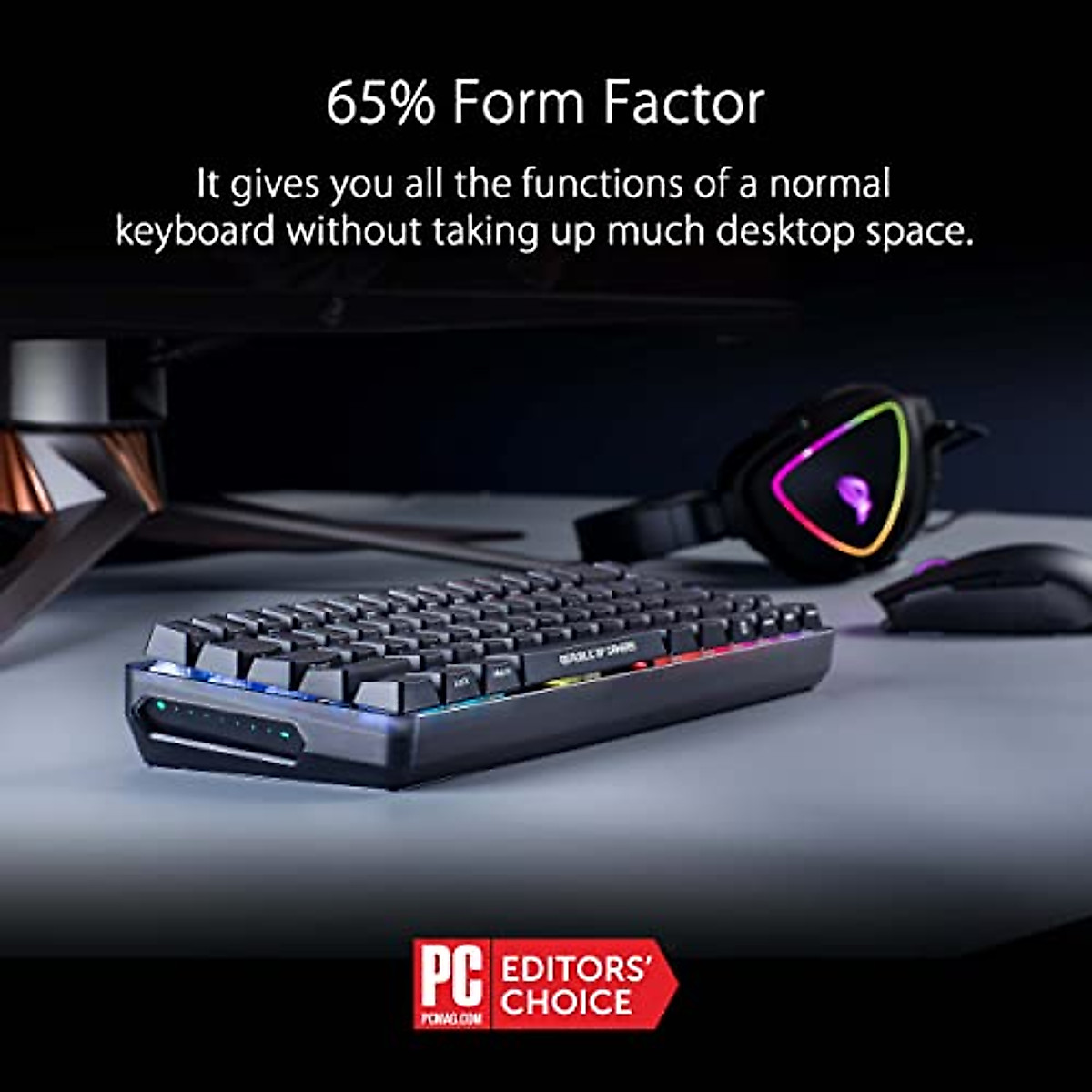ASUS ROG Falchion Wireless 65% Mechanical Gaming Keyboard | 68 Keys, Aura Sync RGB, Extended Battery Life, Interactive Touch Panel, PBT Keycaps, Cherry MX Red Switches, Keyboard Cover Case