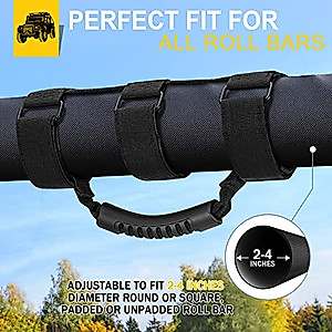 moveland 2 Pack Grab Handle Set Compatible with Jeep Wrangler TJ YJ JK, Easy-to-Fit 3 Straps Design for 1955-2023 Models (Black)