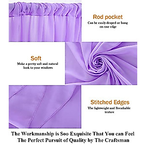 Chiffon Backdrop Curtain 29"x108" 2pc Chiffon Curtain Panels Chiffon Window Curtains Colorful Sheer Curtains Tulle Sheer Curtains Sheer Voile Fabric Chiffon Overlay Wedding (Lavender, 29x108-inch)