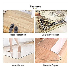Clear PVC Desk Chair Mat 1.5mm plastic carpet protector roll Hallway Area Rug, Floor Protector Mat PVC Non-Slip Protector Mat, Area Rug Large Clear Vinyl Runner Rug chair mat for carpet floors,85-165c