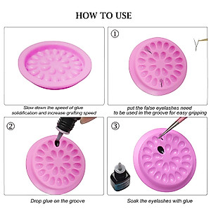 Honbay 100PCS Disposable Plastic False Eyelashes Glue Holder Eyelash Extension Glue Pallet Pads for Nail Art or Tattoo Ink (pink)