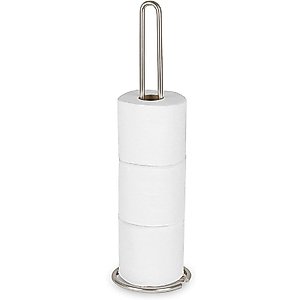 Spectrum Euro Toilet Tissue Holder (Satin Nickel) - Free-Standing Toilet Paper Roll Reserve & Storage for Bathroom
