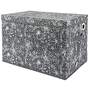Sammy & Lou Collapsible Felt Soft Toy Box for Toddlers Toy Storage Organizer with Handles and Hinged Lid, 22 x 14.5 x 15 inches, Floral