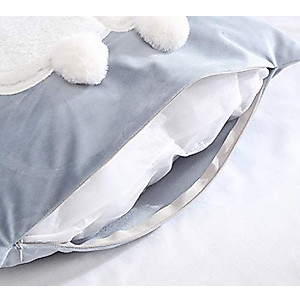 Chezmoi Collection Velvet 3D Polar Bear Pillow Removable Cover with Pillow Insert, Faux Fur Throw Pillow, Decorative for Sofa Couch Living Room Bedroom 18 x 18 Inches