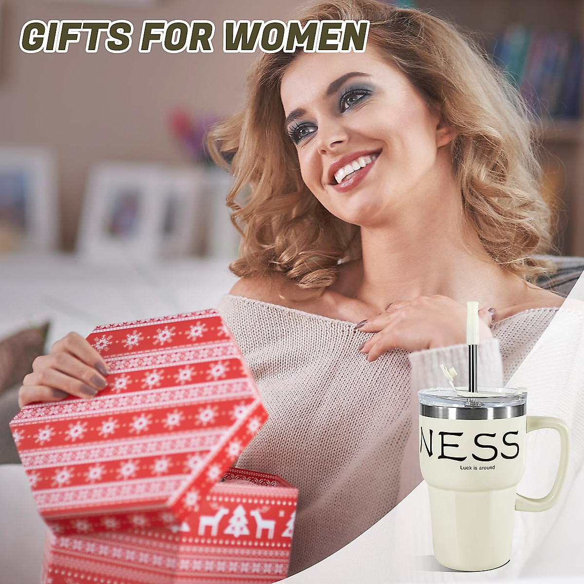 21 oz Insulated Coffee Mug Tumbler with Handle, Stainless Steel Travel Mug Tumbler with Lid and Straw, Coffee Travel Mug Spill Proof with Lid for Keep Hot/Ice Coffee, White