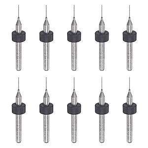 uxcell Micro PCB Drill Bit Set, 1/8" Shank 0.35mm Solid Tungsten Carbide CNC Engraving Print Circuit Board Drill Bits Rotary Tool 10pcs