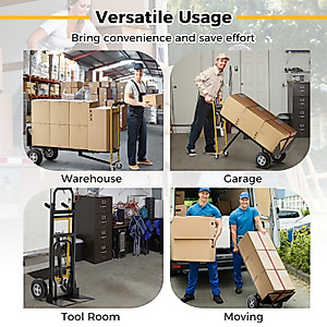 Goplus Convertible Hand Truck, 3-in-1 Metal Dolly Cart with 4 Rubber Wheels, 1000 lbs Max Load Capacity, Heavy-Duty Industrial Collapsible Cart for Transport & Moving in Warehouse, Home, Supermarket