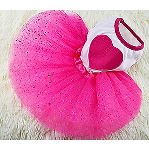 Idepet Spring Summer Pet Dog Cat Puppy Tutu Princess Dress Heart Printed Lace Dog Skirt Pet Apparel Dog Dress(XXL)